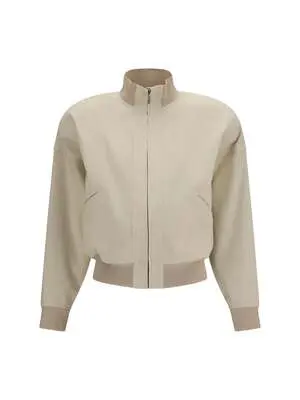 Gucci Zip Bomber Jacket In Silk Poplin - Cream
