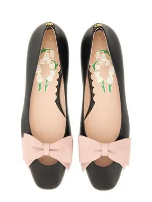 Valentino Garavani Bow Detailing Ballerina Flats - Black