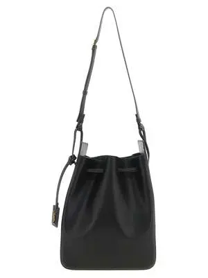 Saint Laurent Large Leather Bucket Bag - Green