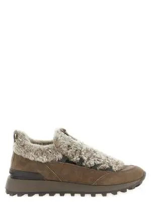 Brunello Cucinelli Monile' Shearling Sneakers - Brown