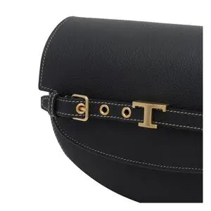TOD'S Mini T Signature Leather Crossbody Bag - Black