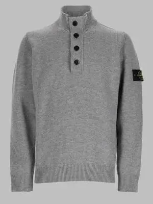 Stone Island STONE ISLAND Wool Blend Quarter Zip Pullover Gray