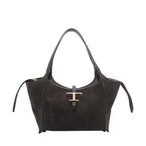 TOD'S Suede T Timeless Shopping Bag - Brown