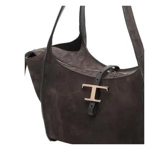 TOD'S Suede T Timeless Shopping Bag - Brown