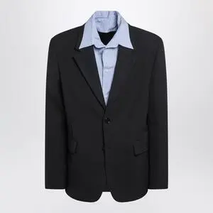 Balenciaga Dark Hybrid Overshirt In Wool Twill - Blue