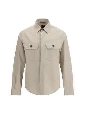 Zegna Zegna Men Linen Wool And Silk Shirt Jacket Cream