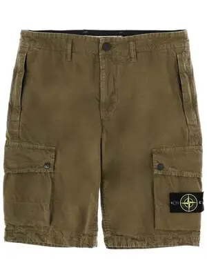 Stone Island Cargo Shorts With Logo Patch - Multicolor