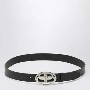 Balenciaga Leather Oval Bb Belt - Black