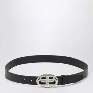 Balenciaga Leather Oval Bb Belt - Black