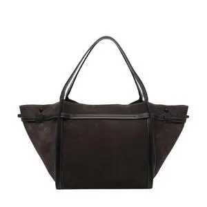 TOD'S Medium Suede T Signature Shopping Bag - Brown