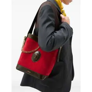 Versace Pivot Small Bucket Bag - Red
