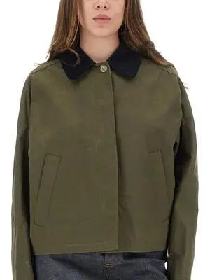 A.p.c. Becca Cropped Cotton Jacket - Green