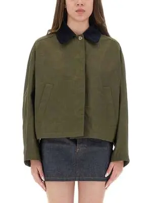 A.p.c. Becca Cropped Cotton Jacket - Green