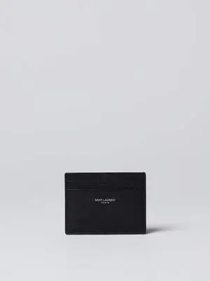Saint Laurent Grain De Poudre Leather Credit Card Holder - Black