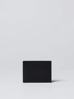 Saint Laurent Grain De Poudre Leather Credit Card Holder - Black