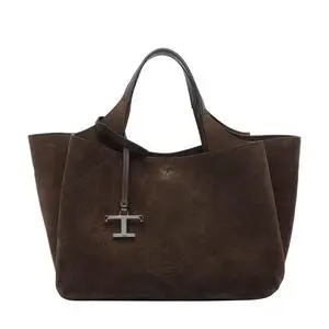 TOD'S Tod's Women Mini Suede Handbag With T Timeless Charm Brown