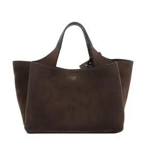 TOD'S Mini Suede Handbag With T Timeless Charm - Brown