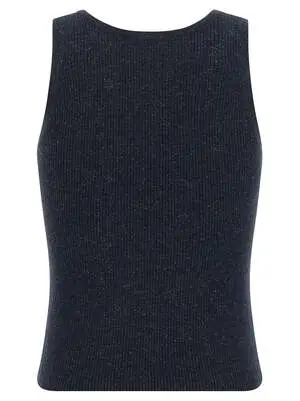 Brunello Cucinelli Sparkling Ribbed Cashmere Tank Top