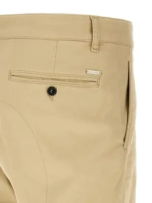 Dsquared2 Curved Cut Stretch Cotton Drill Cargo Trousers - Cream