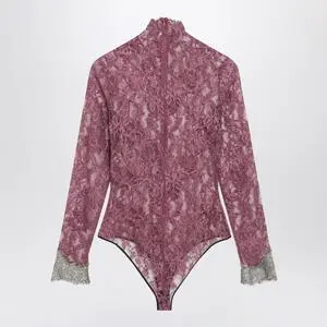 Valentino Garavani Lace Bodysuit With Contrasting Cuffs - Red