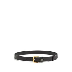Valentino Garavani Leather Logo Plaque Belt - Black