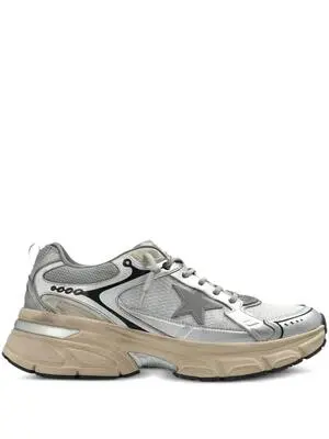 GOLDEN GOOSE Lightstar Laminated Leather And Mesh Sneakers - Gray