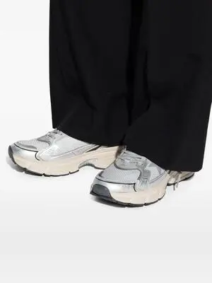 GOLDEN GOOSE Lightstar Laminated Leather And Mesh Sneakers - Gray