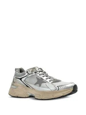 GOLDEN GOOSE Lightstar Laminated Leather And Mesh Sneakers - Gray