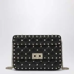 Valentino Garavani Mini Rockstud Spike Top Handle Bag In Leather - Black