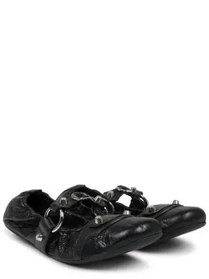 Balenciaga Lamb Skin Ballerina City Flats - Black