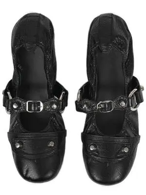 Balenciaga Lamb Skin Ballerina City Flats - Black