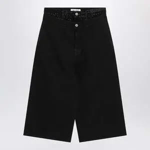 Attico Wide-leg Jeans In Denim With Crystals