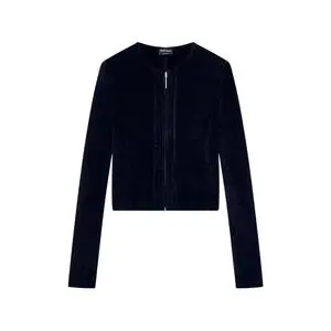 Giorgio Armani Fitted Chenille-effect Zip Jacket - Blue