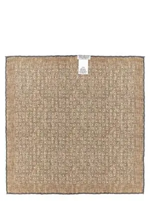 Brunello Cucinelli Silk Geometric Pocket Square - Gray