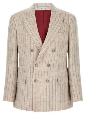 Brunello Cucinelli Pinstripe Twill Blazer - Gray