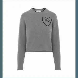 Chloé Logo Heart Sweater - Gray