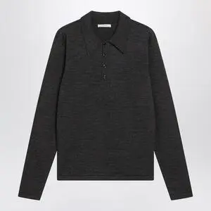 LEMAIRE Grey Long-sleeve Wool Polo Shirt - Brown