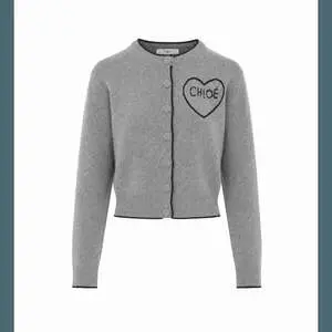 Chloé Knitted Logo Cardigan - Gray