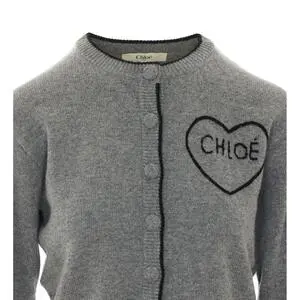 Chloé Knitted Logo Cardigan - Gray