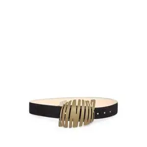 JEAN PAUL GAULTIER Leather Cut-out Logo Plaque Belt - Black