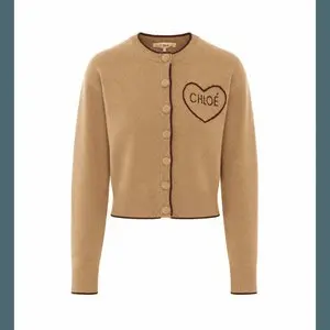 Chloé Logo Knitted Slim Cardigan - Brown