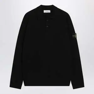 Stone Island Wool Polo Sweater - Black