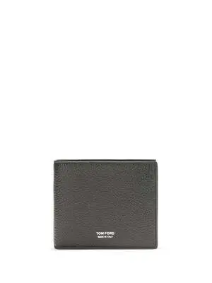 TOM FORD T Line Bifold Wallet In Grained Leather - Black