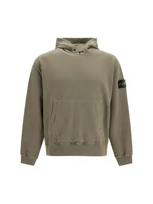 Stone Island Hooded Sweatshirt With Front Pocket - Green