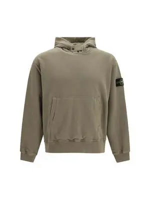 Stone Island Hooded Sweatshirt With Front Pocket - Green