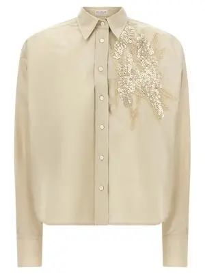 Brunello Cucinelli Dazzling Seabed Embroidery Shirt - Cream