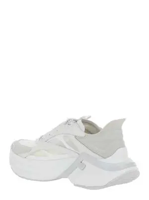 Fendi F-light' Sneaker Low Top With Ff Motif On The Side And Chunky Sole In Mesh And Leather For - White