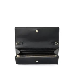 Fendi Leather Continental Wallet With Chain Strap