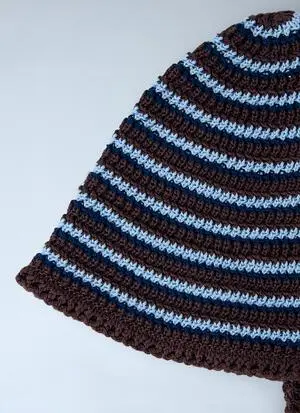 Miu Miu Striped Crochet Hat With Ties