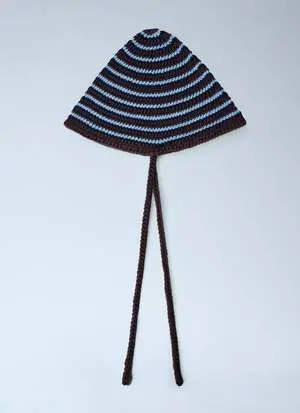 Miu Miu Striped Crochet Hat With Ties